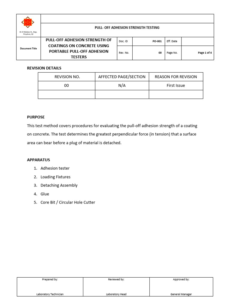 Pull-Off Adhesion Strength Testing Guide | PDF | Strength Of Materials ...