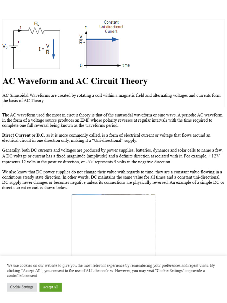 AC Waveform and Circuit Theory Explained | PDF | Root Mean Square ...