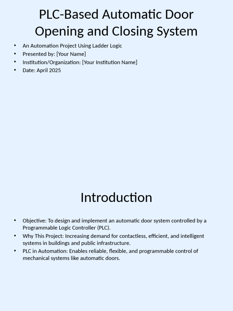 PLC Automatic Door Project Final Year | PDF | Programmable Logic ...