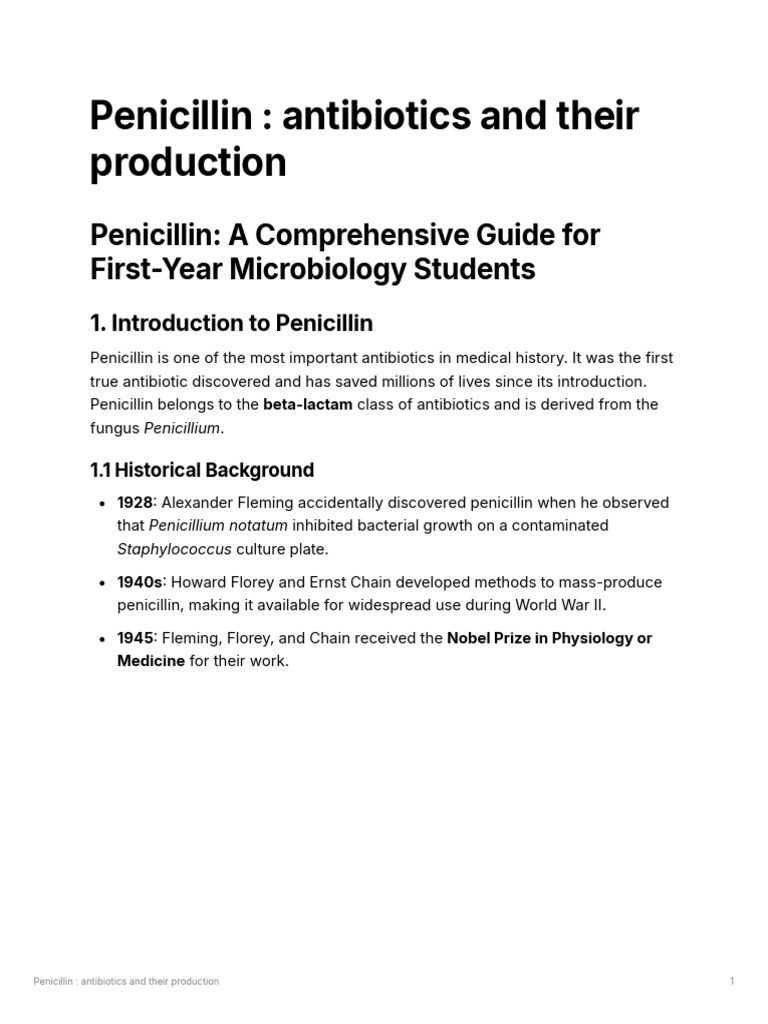 Penicillin Antibiotics and Their Production | PDF | Penicillin | Bacteria