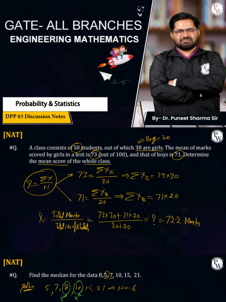 Probability & Statistics - DPP 03 Discussion Notes (By Puneet Sir) | PDF
