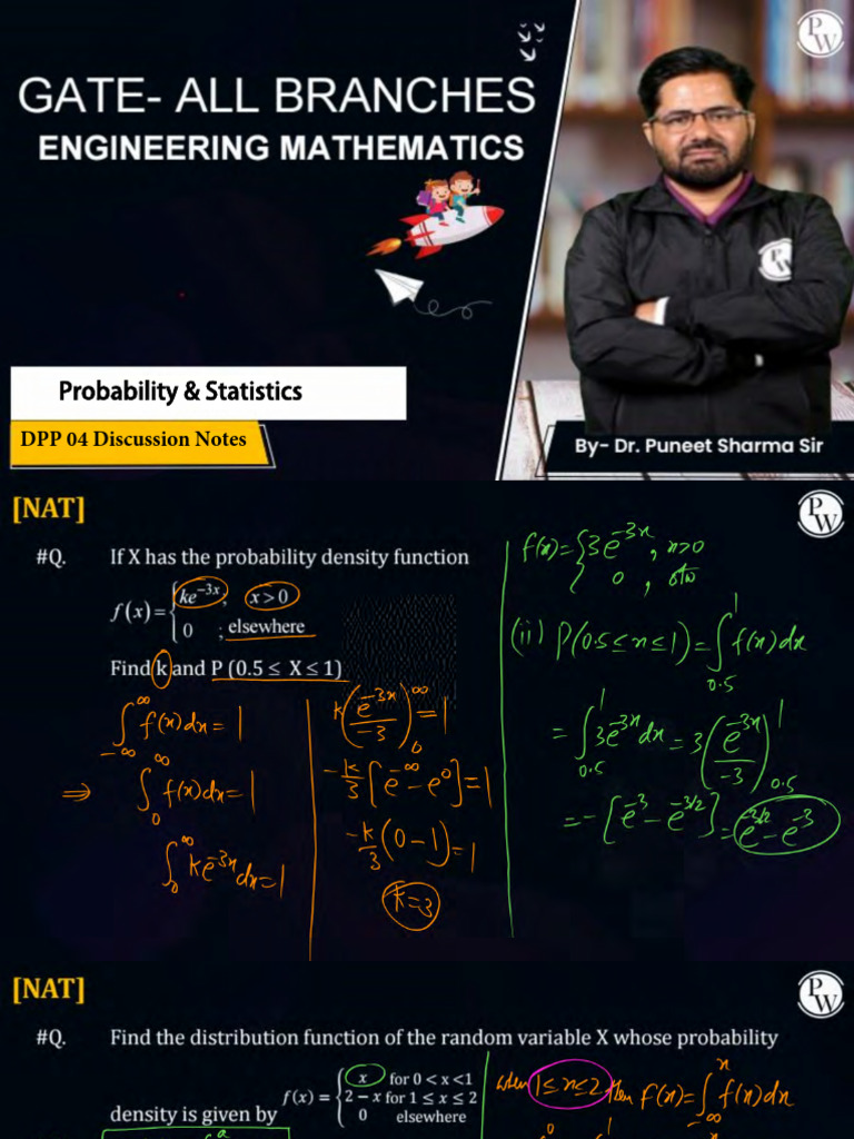 Probability & Statistics - DPP 04 Discussion Notes (By Puneet Sir) | PDF