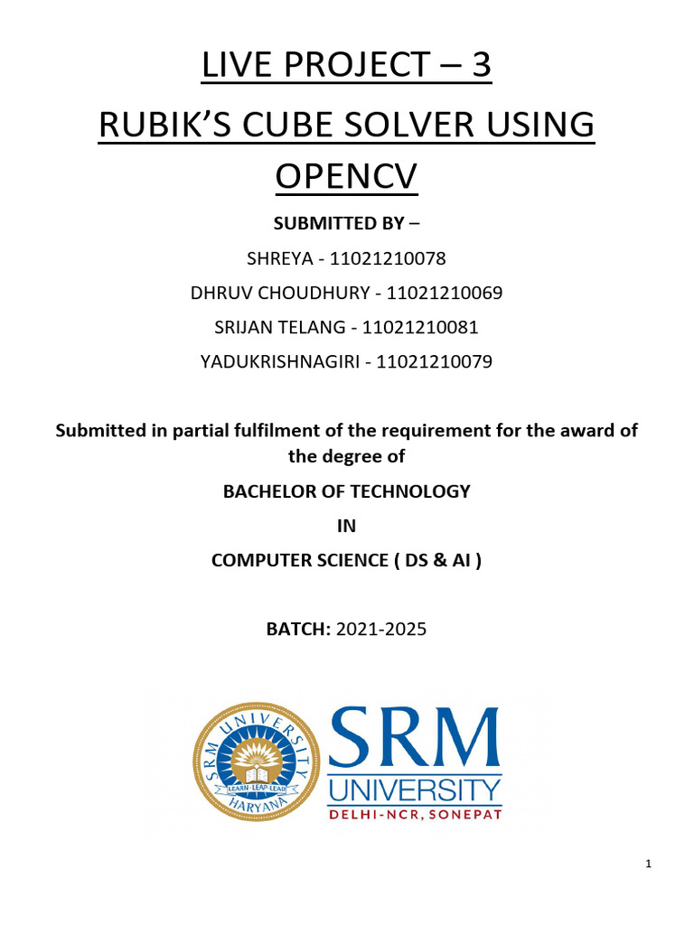 Rubik's Cube Solver Using OpenCV | PDF | Computer Vision | Computing