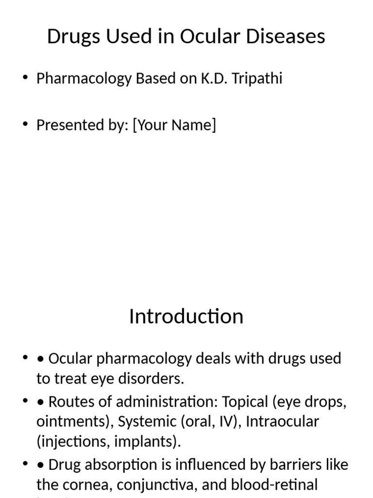 Ocular Drugs Pharmacology 2 | PDF | Glaucoma | Human Eye