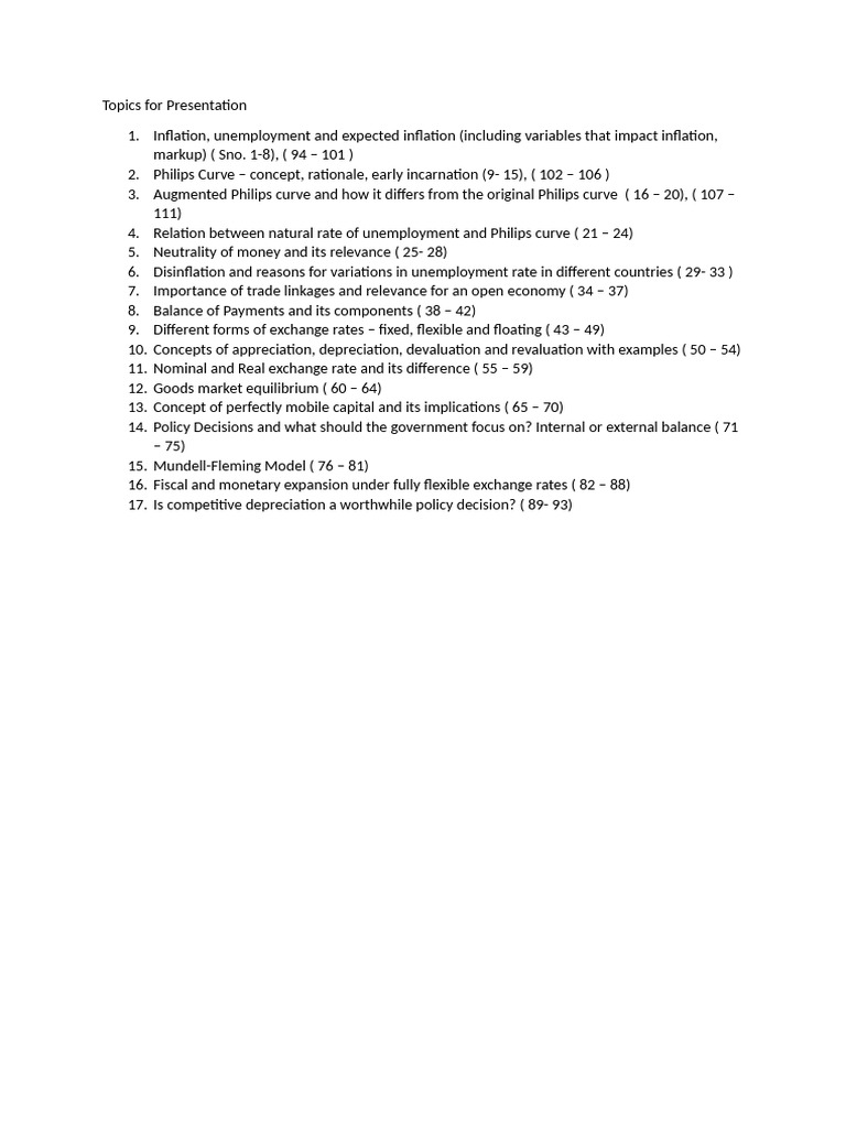 Topics For Presentation - GE MACRO 2 | PDF