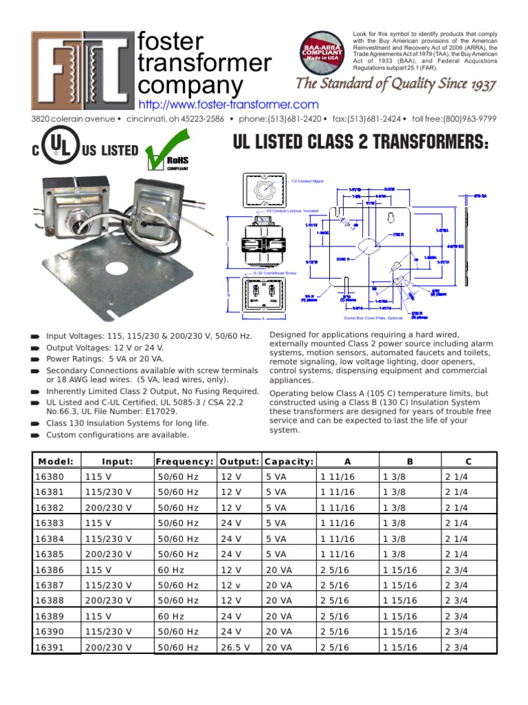UL Listed Class 2 Transformers | Download Free PDF | Power Supply | Transformer