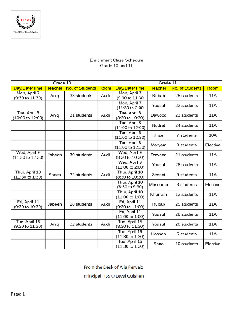 CIE Enrichment Classes Schedule | PDF