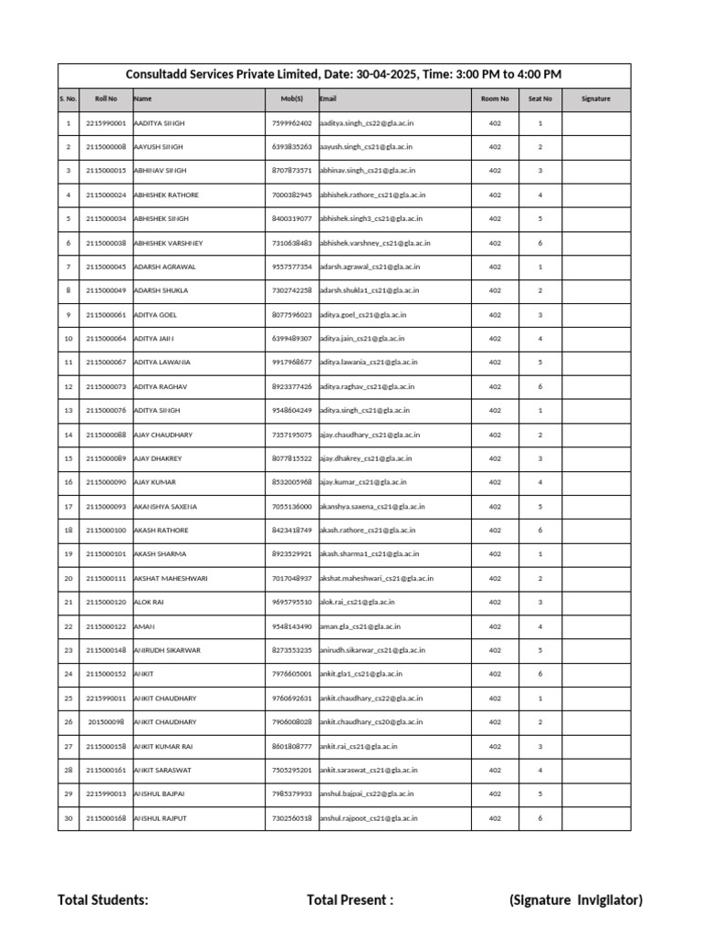 Seating Plan II Consultadd 2025 3-4 | PDF