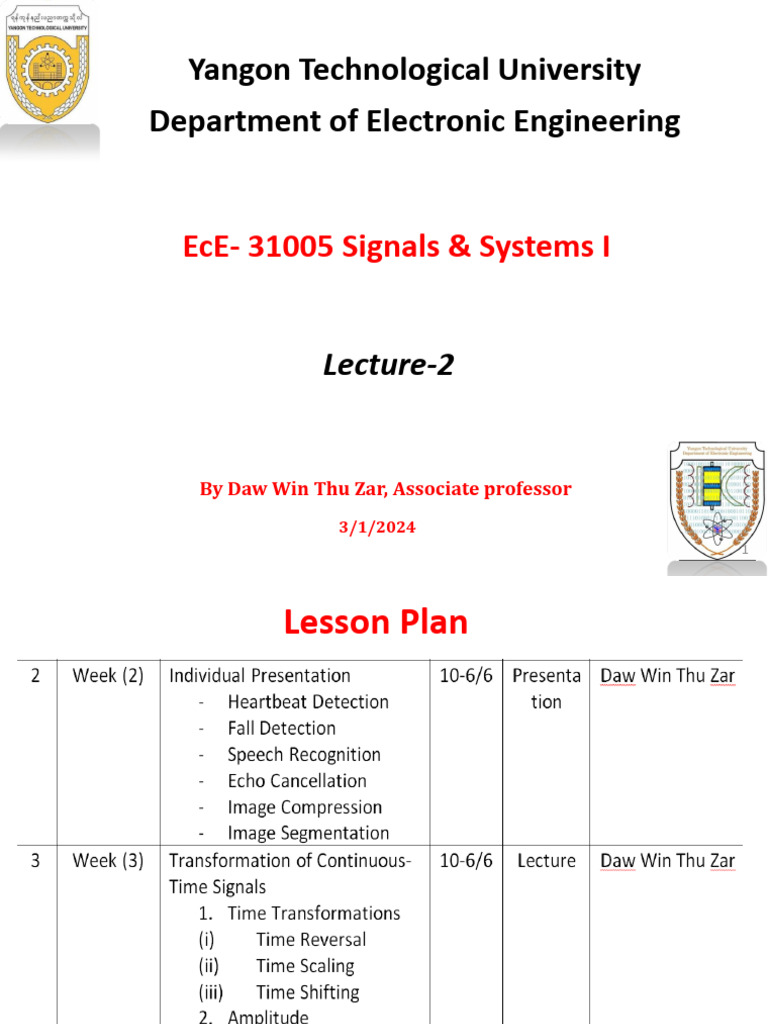 Lec - 2 - Signal & System - 31005 - 19dec2022 | PDF
