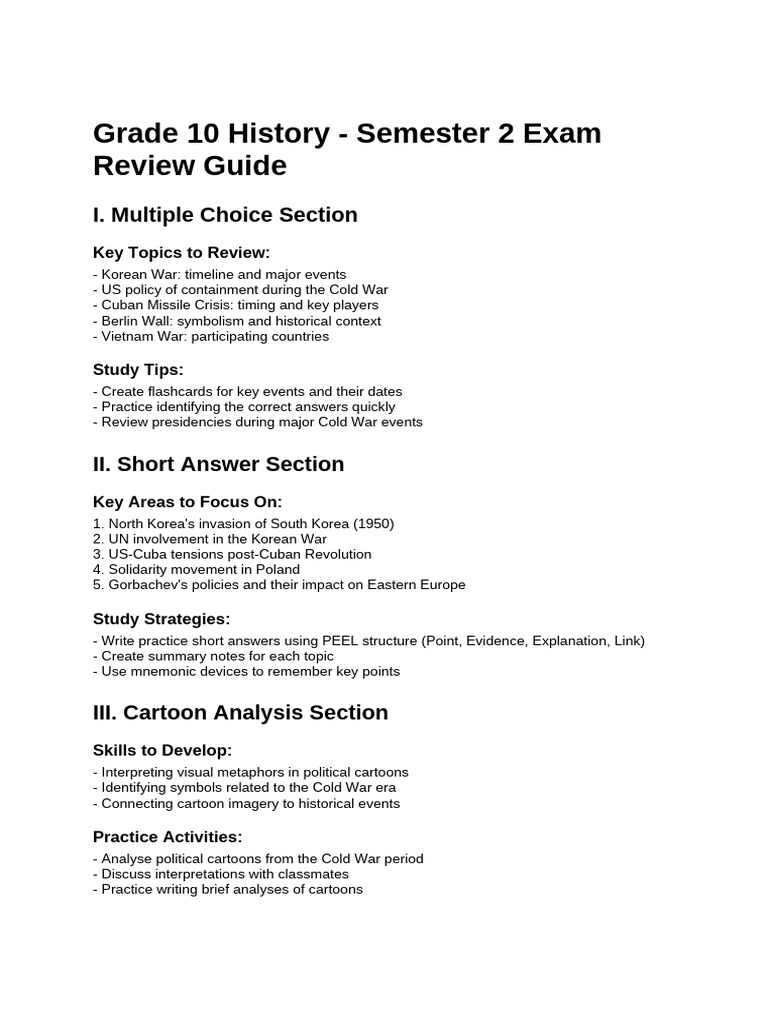 Grade 10 History Study Pointers | PDF
