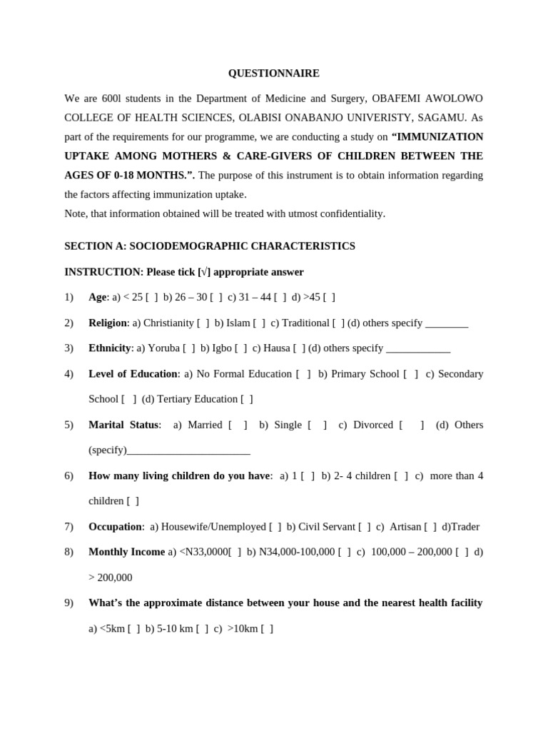 QUESTIONNAIRE GROUP B Recent - 082422 | PDF | Vaccines | Measles