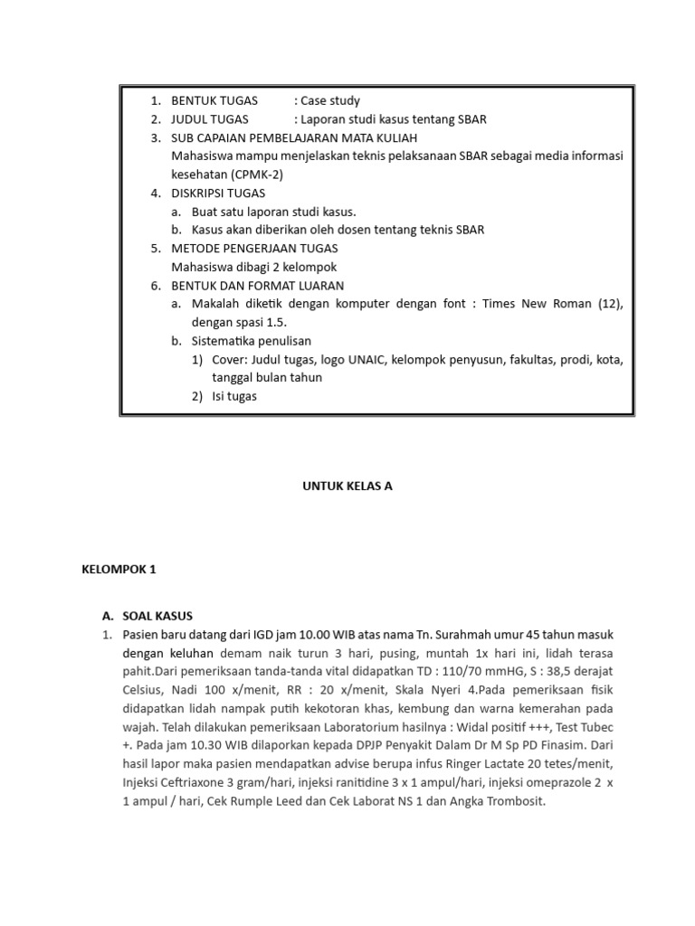 Contoh Kasus SBAR | PDF
