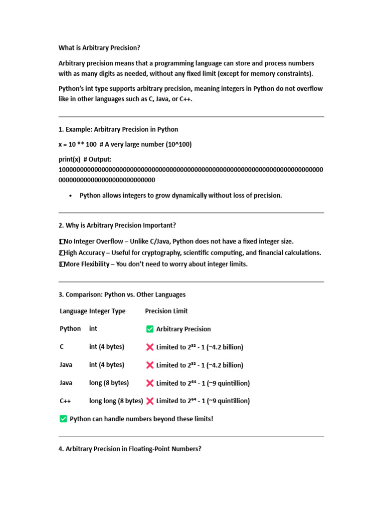 Arbitrary Precision | PDF