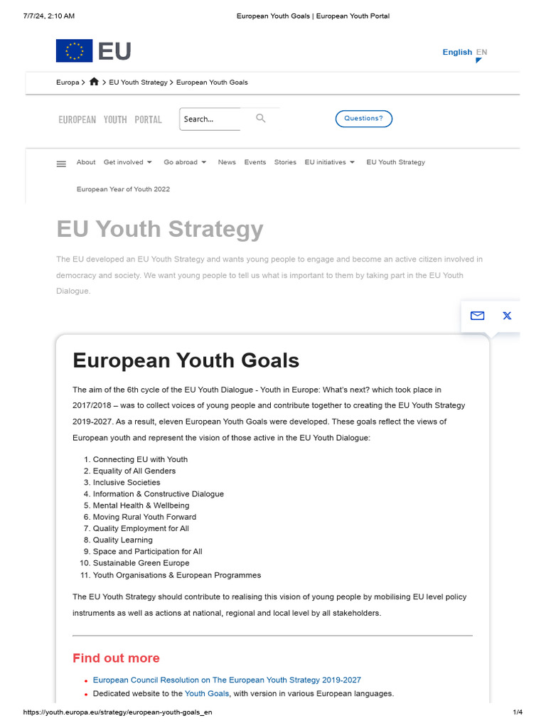 European Youth Goals Overview | PDF | European Union