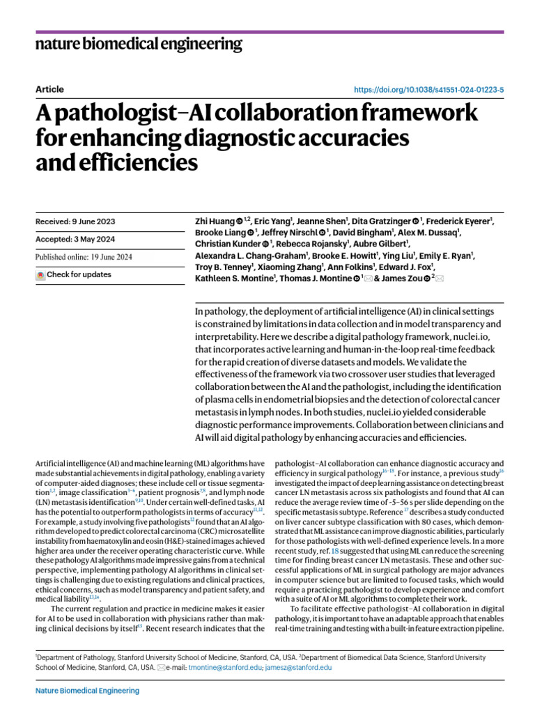 [2024NBE]a Pathologist–AI Collaboration Framework for Enhancing Diagnostic Accuracies and ...