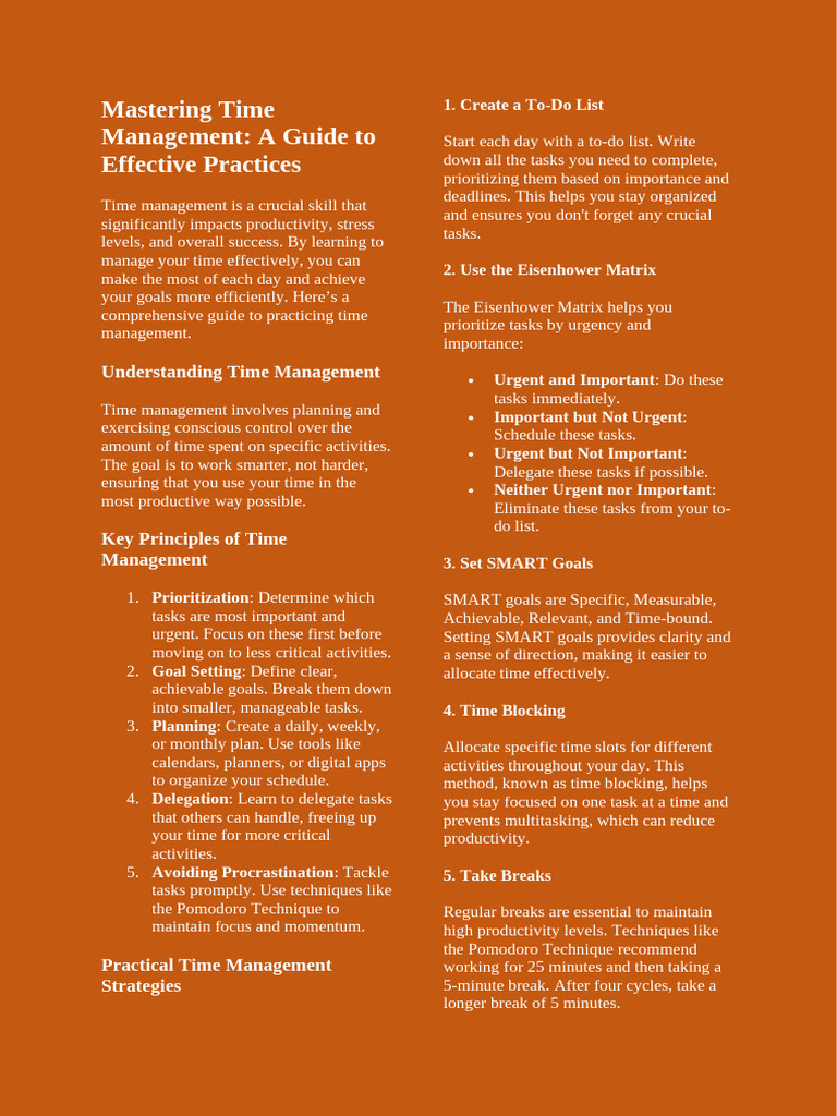 Mastering Time Management | PDF | Time Management | Professional Skills