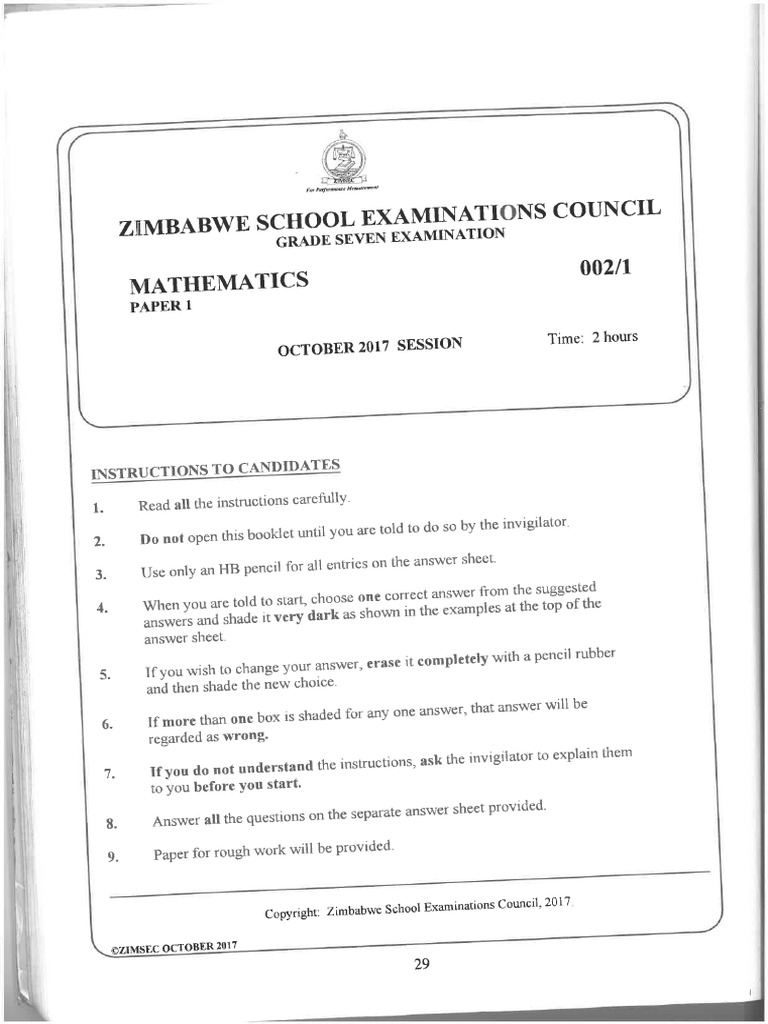 Zimsec Maths Papers 2017 To2023 | PDF
