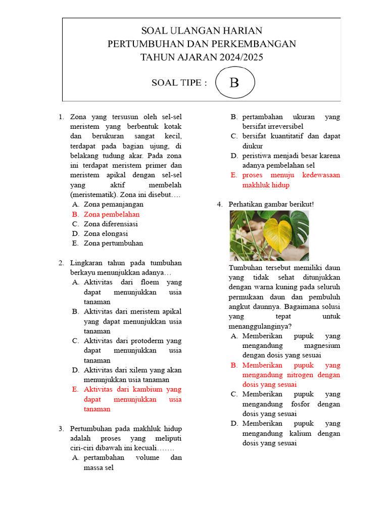 Soal PILGAN Ulangan Harian Bab 1 Kelas 12 Tipe B | PDF
