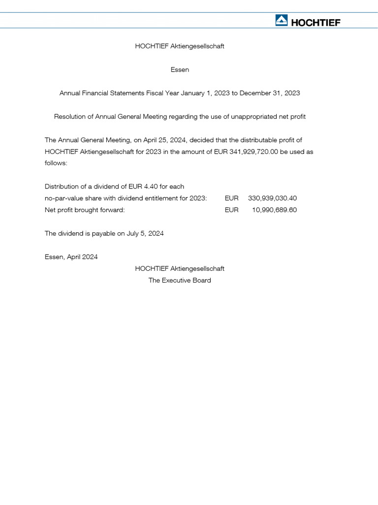 Use of The Unappropriated Net Profit | PDF