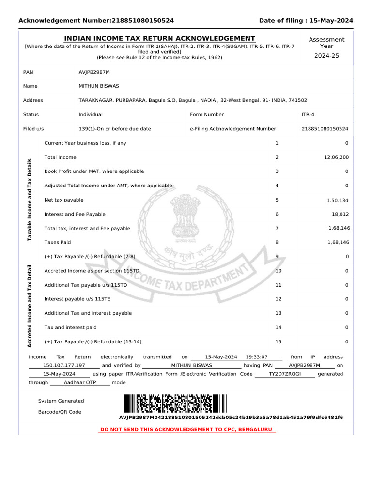 Mithun Itr 22-23-24-25 Marged | PDF | Taxes | Income Tax
