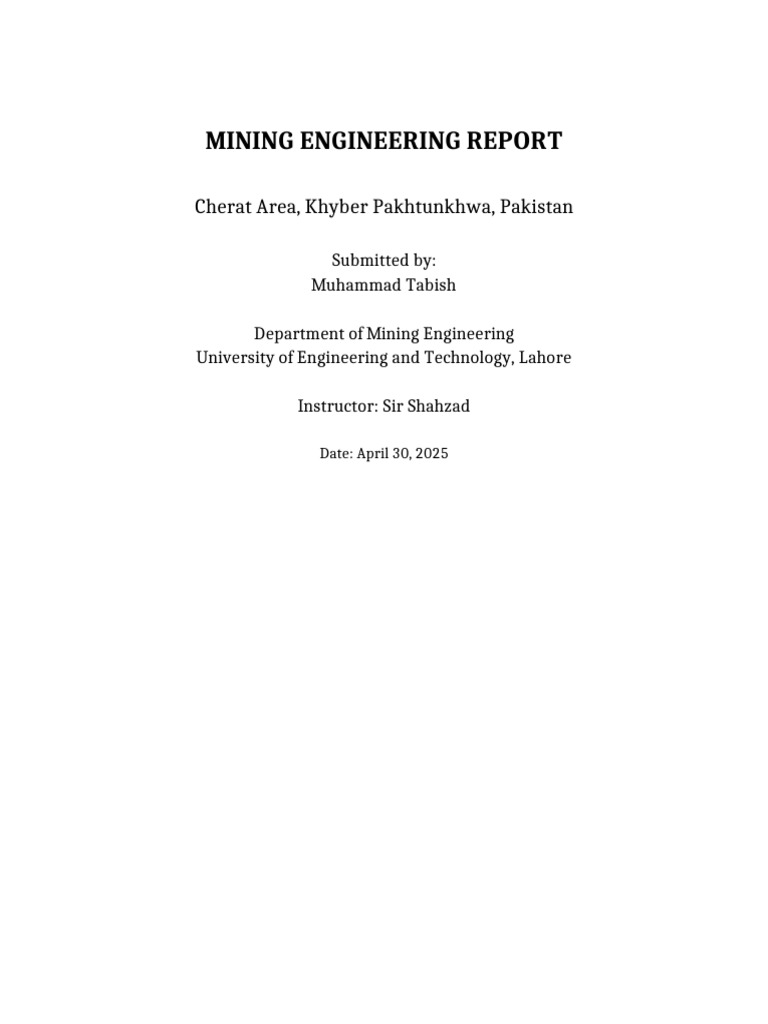 Cherat Report Intro Tabish | PDF | Geology | Khyber Pakhtunkhwa