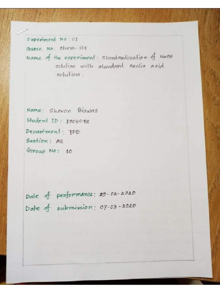 Chem Lab Report Exp 1 | PDF