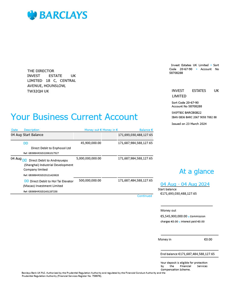 BARC Statement 04 Aug Ac 58708288 | PDF | Overdraft | Payments