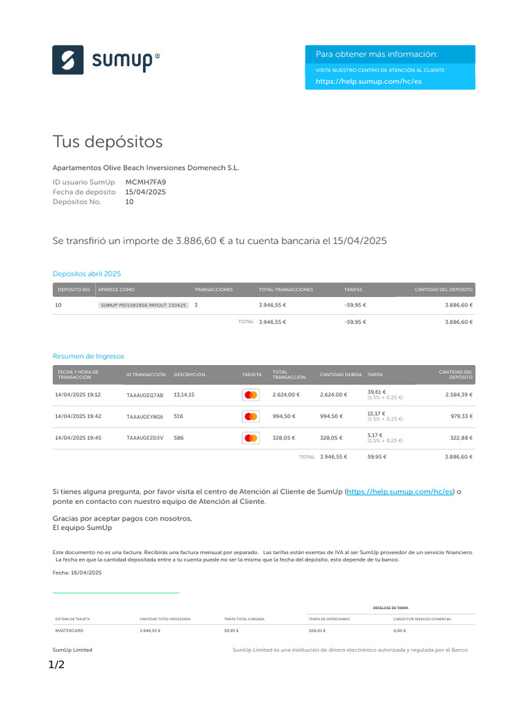 MCMH7FA9 Daily Payout Report | PDF | Bancos | Business