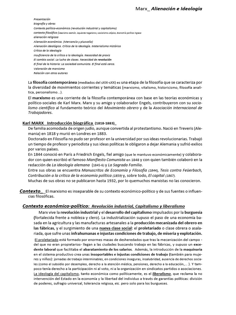 MARX Alienación e Ideología | PDF | La teoría de la alienación de Marx ...