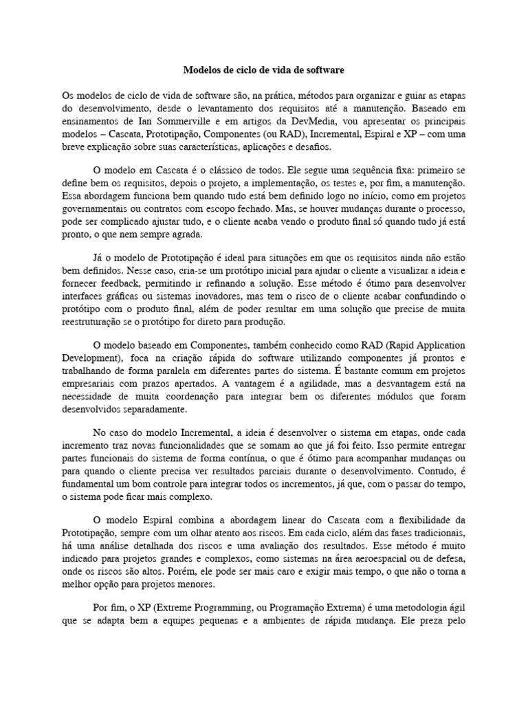 Modelos-Software Matheus-Santana | PDF | Protótipo | Engenharia de Software