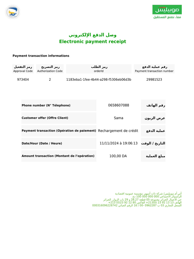 Electronic Payment Receipt | PDF