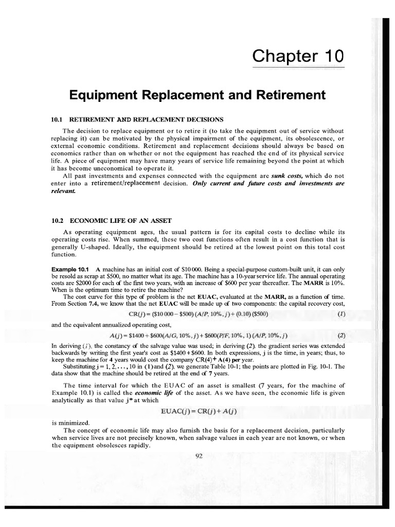 Ch10 Equipment Replacement and Retirement | PDF