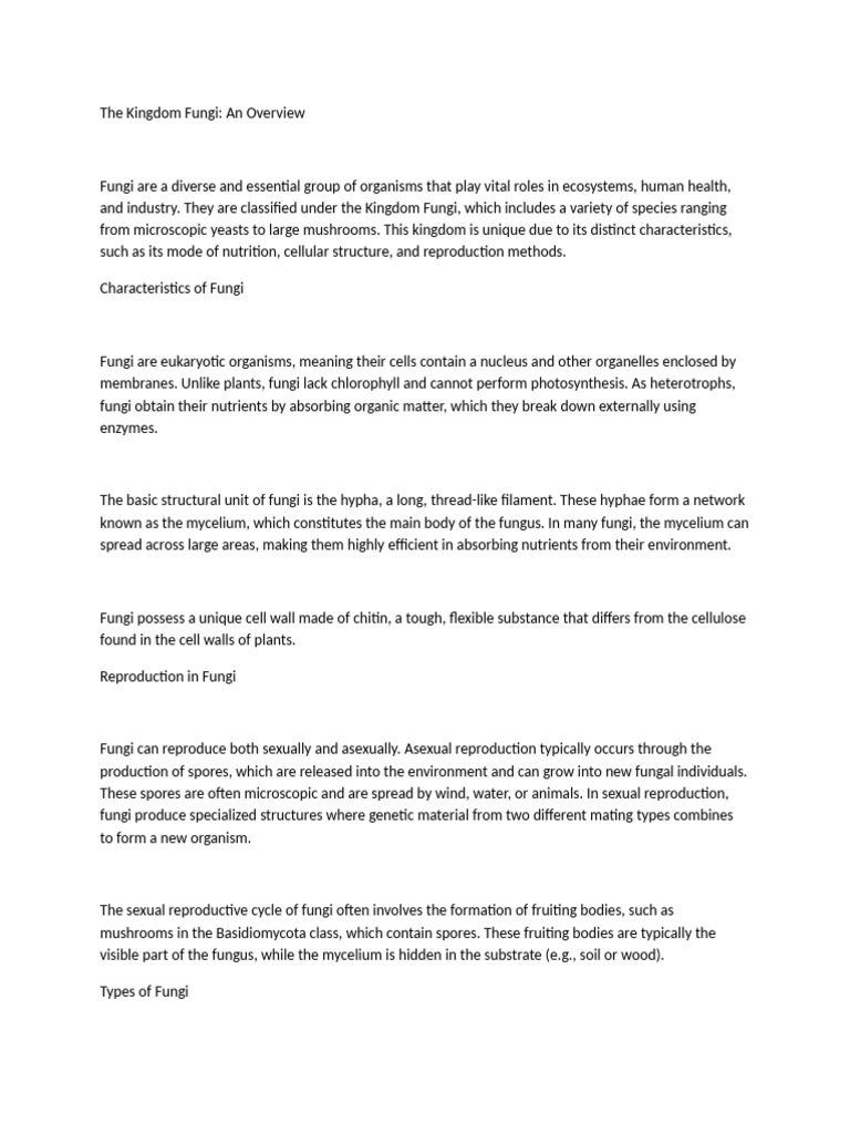 Overview of the Kingdom Fungi | PDF | Fungus | Cell (Biology)