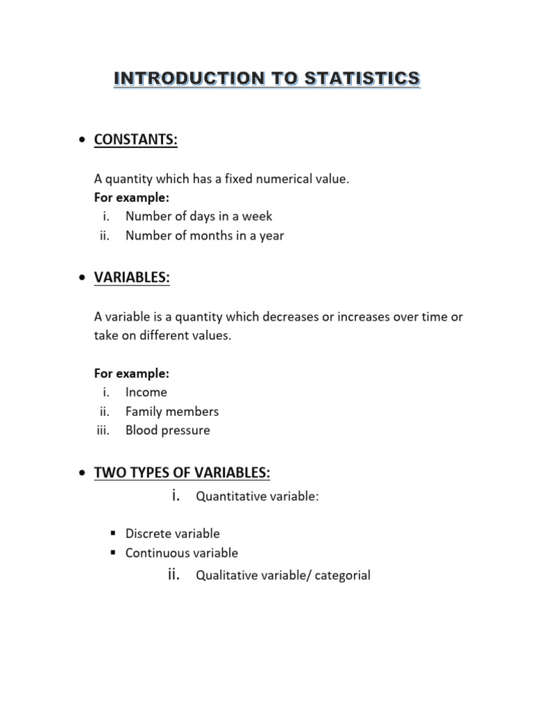 INTRODUCTION TO STATISTICS 1 | PDF