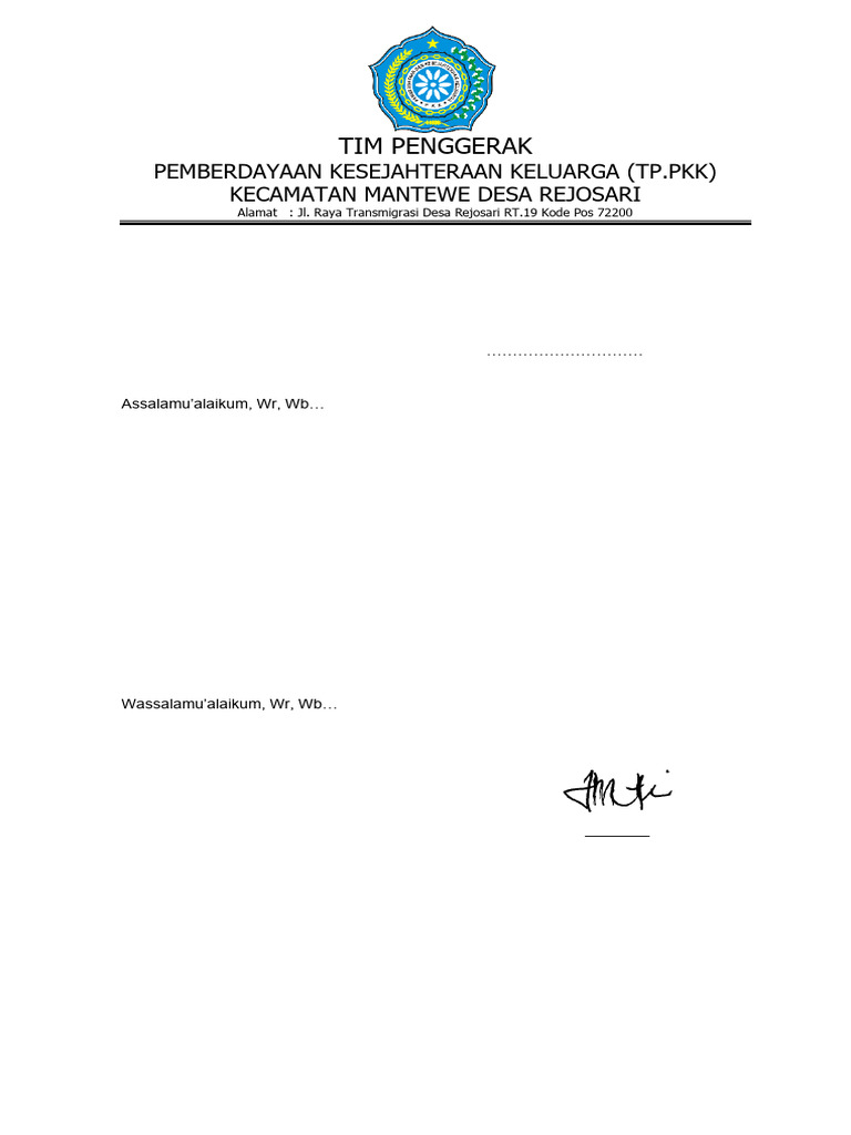 Undangan Rakor PKK | PDF