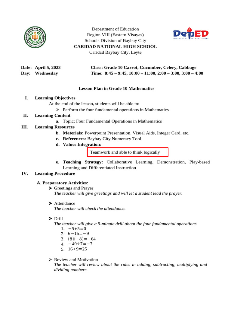 Quarter 3 - Week 8 - Day 3 - Grade 10 | PDF | Multiplication | Learning