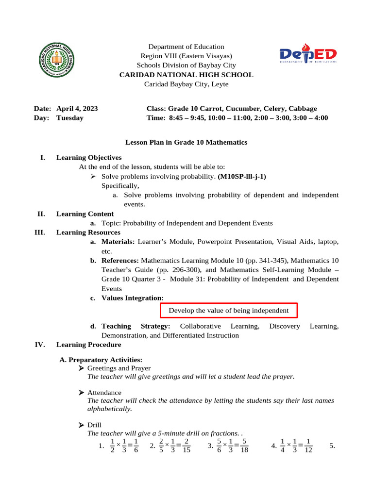 Quarter 3 - Week 8 - Day 2 - Grade 10 | PDF | Learning | Teaching