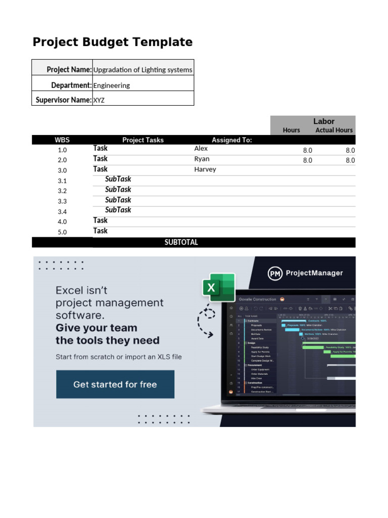 Free Budget Template ProjectManager WLNK | PDF | Project Management