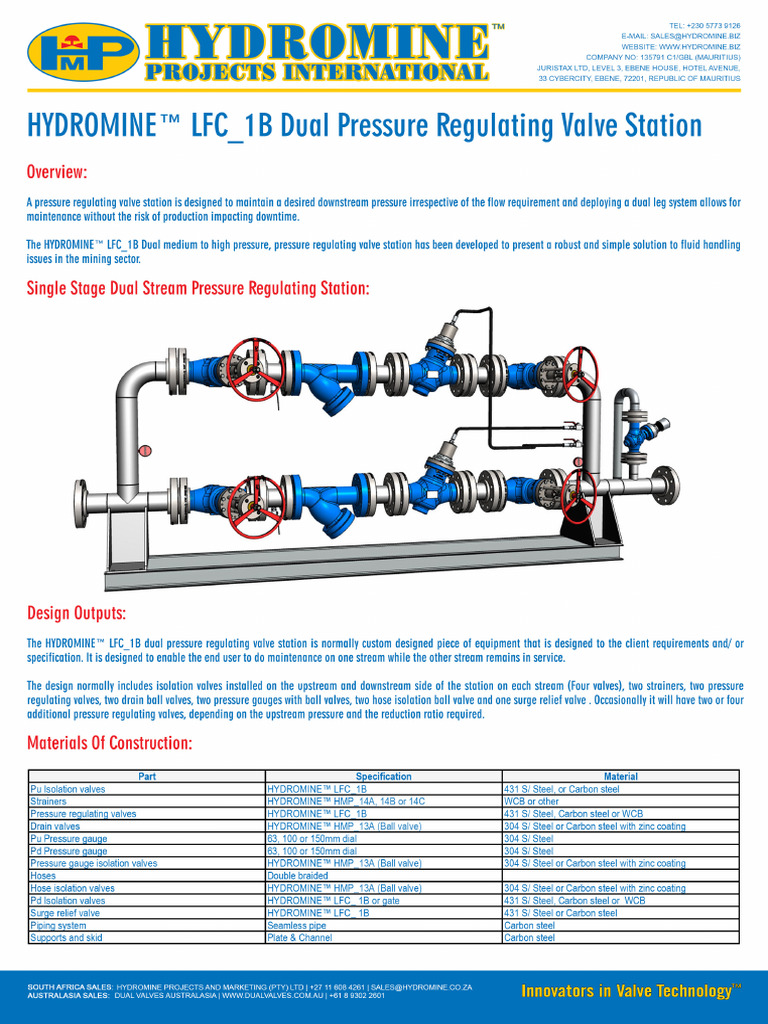 HYDROMINE LFC 1B Dual Pressure Regulating Valve Station | PDF