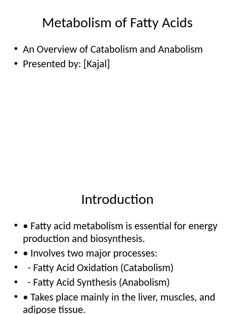 Fatty Acid Metabolism Presentation | PDF | Natural Products | Cell Biology