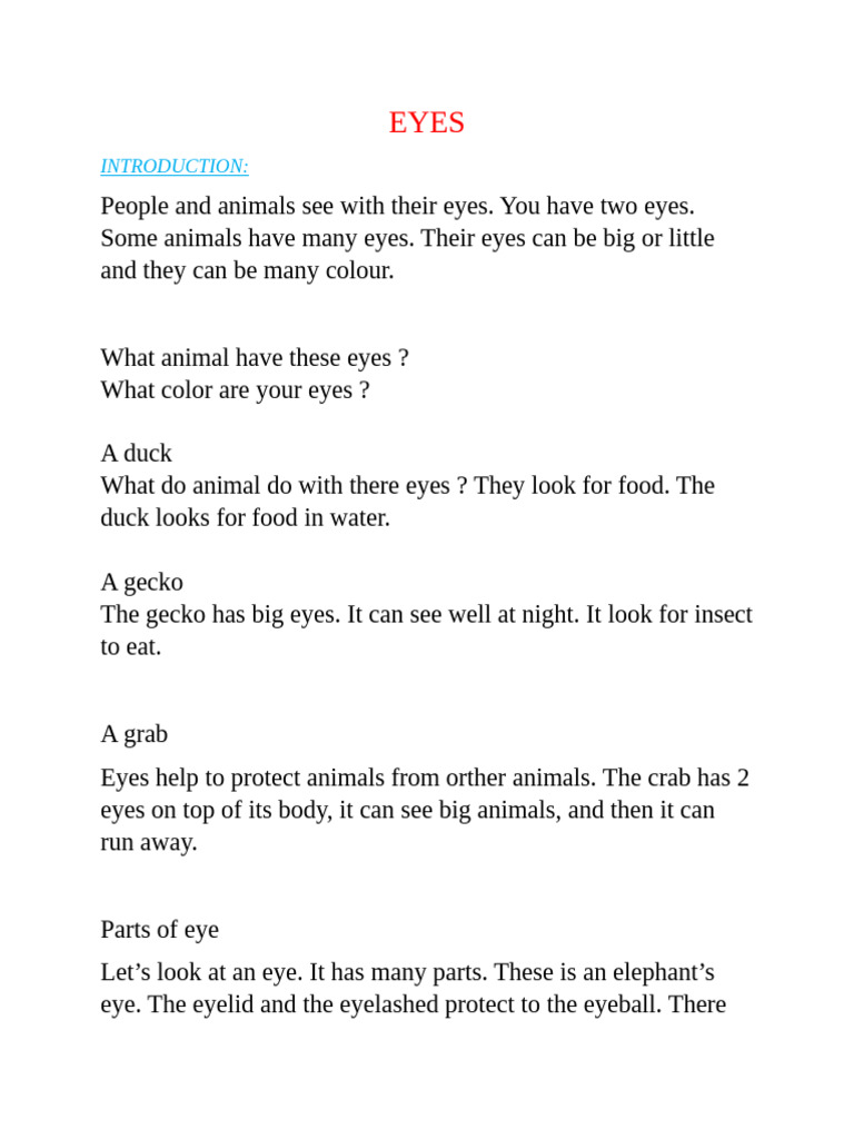 EYES | PDF | Eye | Zoology