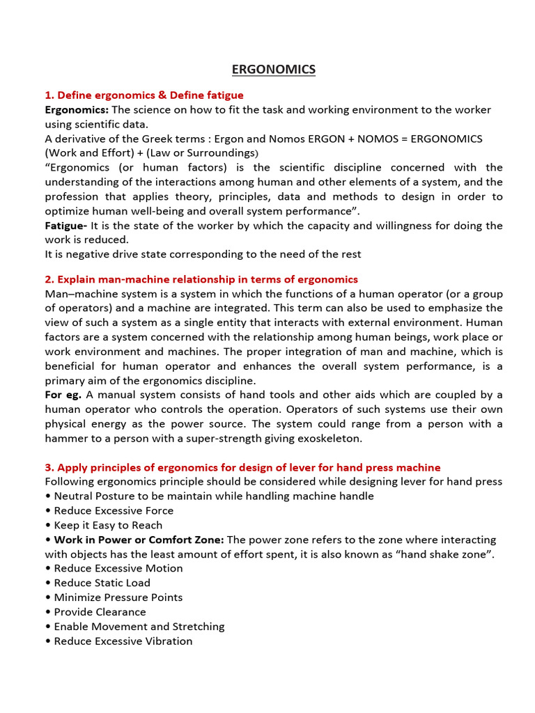 Practice Test Ergonomics | PDF | System | Anthropometry