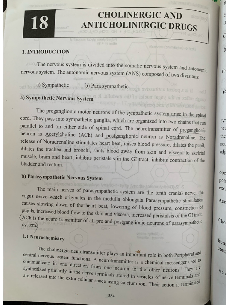 Medicinal Chemistry Cholinergic and Anticholinergic Drugs | PDF