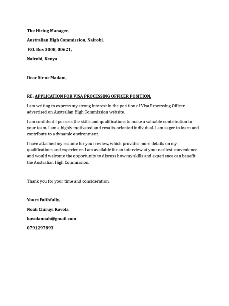 Visa Processing Officer Application | PDF