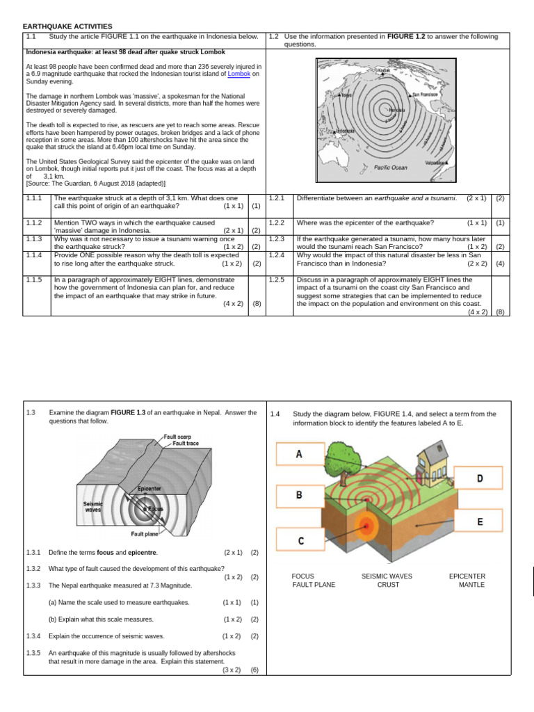 EARTHQUAKE & MAPWORK ACTIVITIES | PDF | Earthquakes | Compass