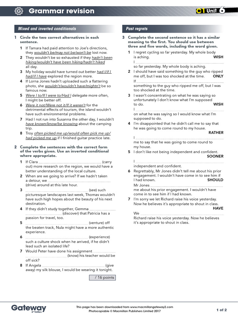 C1 UNIT 6 Grammar revision | PDF