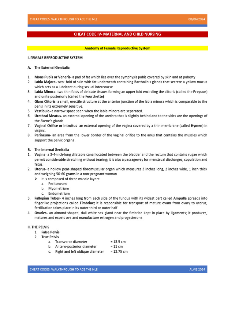 CHEAT CODE 4 - Maternal and Child Nursing | PDF | Menstrual Cycle ...