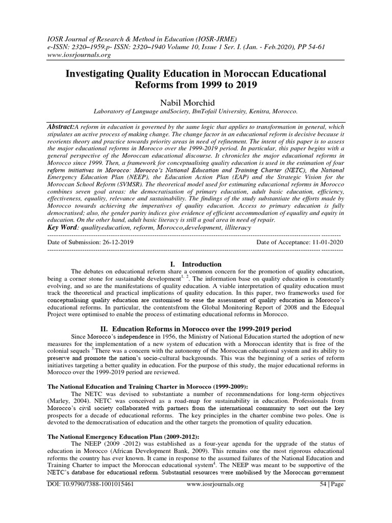 Initiatives in Morocco Moroccos National | PDF | Education Reform ...