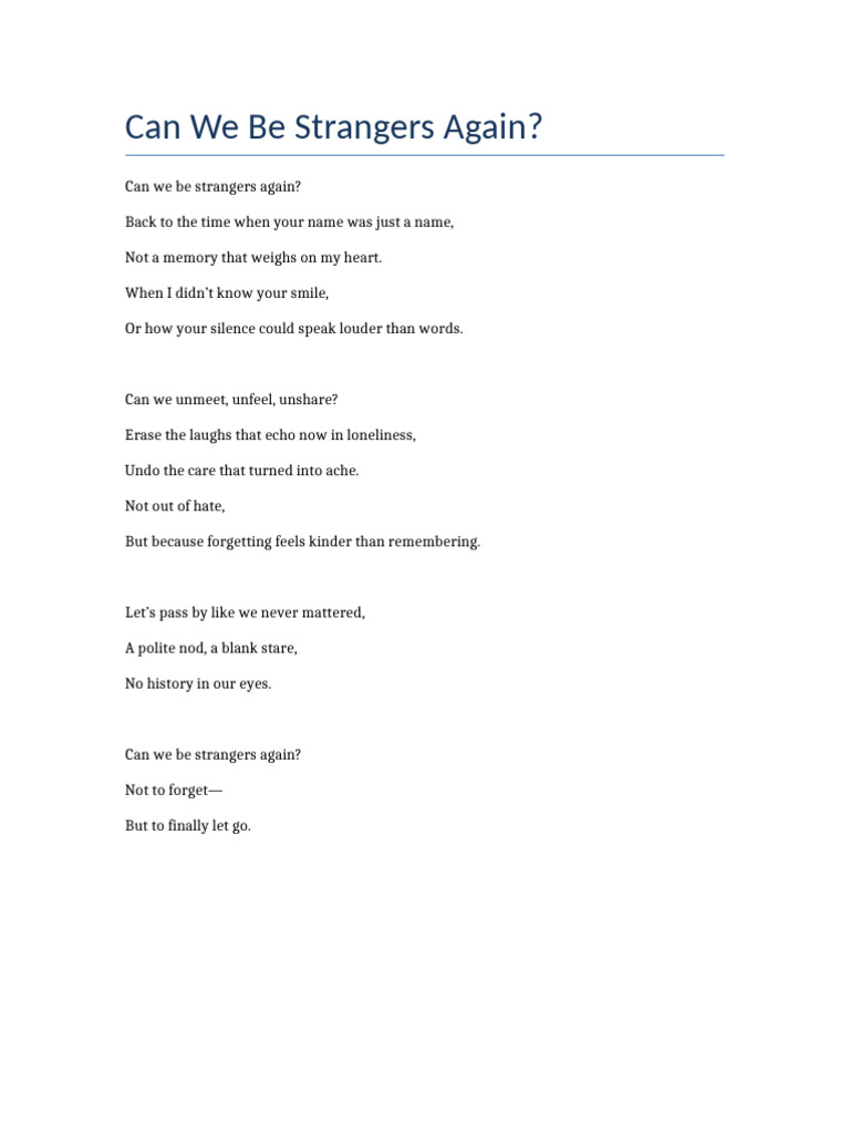 Can We Be Strangers Again | PDF
