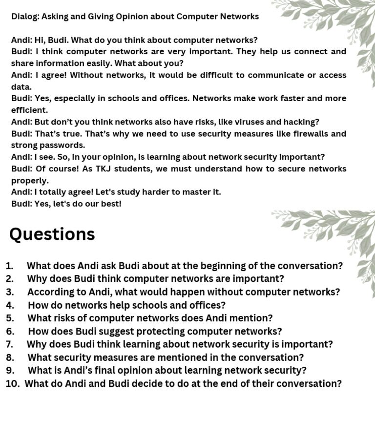 Opinions on Computer Networks and Security | PDF